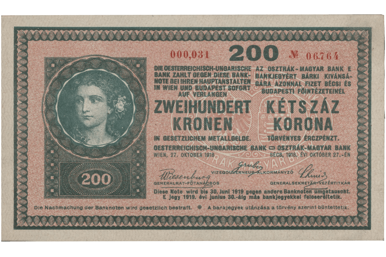 Geldmuseum 200 Kronen Banknote 1918