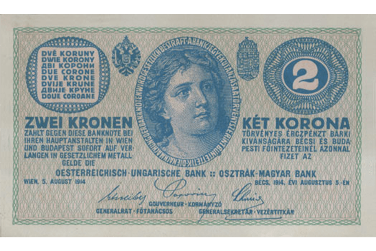 Geldmuseum 2 Kronen Banknote 1914